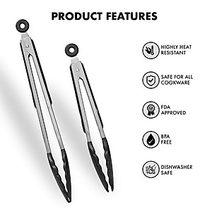 Daily Kitchen Utensil Set Silicone and Stainless Steel - Heat Resistant Cooking Utensils for Non Stick Cookware - Silicone Utensils Cooking Utensil Set - Kitchen Tools and Gadgets - 6-Piece Tool Set