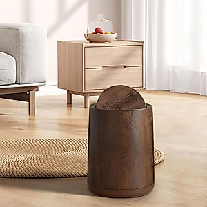 Fenteer Bathroom Trash Can Garbage Container with Swing Lid, Imitation Wood Grain Removable Inner Household Trash Bin for Kitchen/Bedroom/Living Room, Style A 25cmx31cm(L)