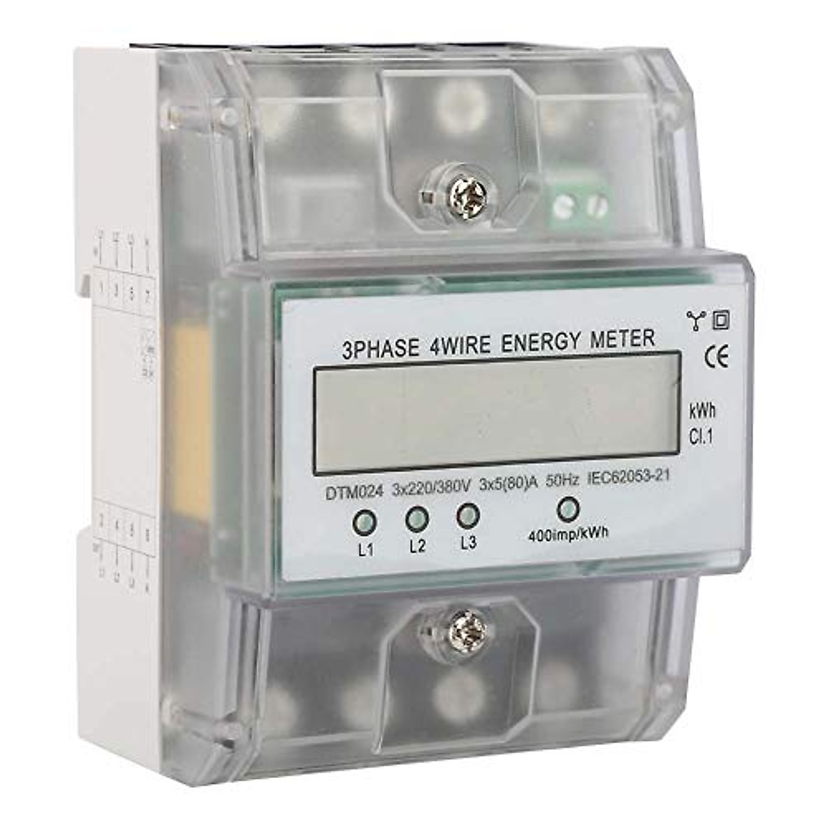 3 Phase Power Meter DTM024 Digital LCD Display Energy Meter Electric Kilowatt Hour Meter, 220/380V 5-80A