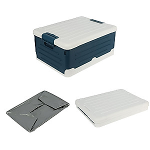 SUINARIM Collapsible Plastic Trunk Organizer for Car Storage Bins/Bags for Clothes, Durable Plastic Storage for Picnic,Shopping,Go Fishing (blue/middle)