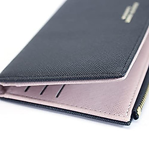 SUMGOGO Slim Wallet for Women Long Tassel Zipper Clutch Purse Handbag Card Case Wallet (Black)