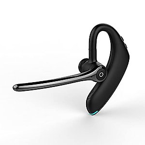 Trucker Bluetooth Headset for Cell Phones with Dual Microphones Wireless Earbuds with Earhooks Single Ear Hands Free Headset 16Hrs Talktime ENC Noise Cancelling Headphones for Office Business Driving