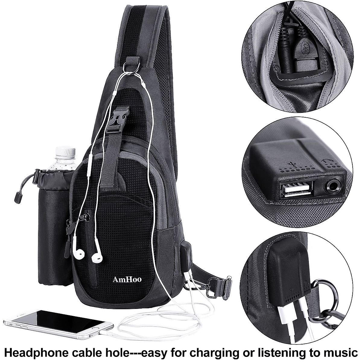 AmHoo Sling Backpack Chest Shoudler Crossbody Bag Water Resistant Hiking Daypack Small Red