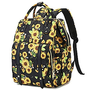 NOHCLIE Belt Laptop Backpack,15.6 inches College School Bags with USB Charging Port,Casual Daypack Bookbag for Women (Sunflower)