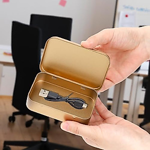 Bewudy 3 Pcs Metal Hinged Tin Box, Container Mini Portable, Small Storage Container Kit with Lid for Home Storage Outdoor Active Storage Containers Home Organizer Small Tins(Gold)