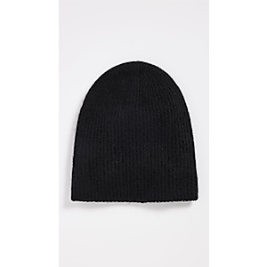 White + Warren Women's Cashmere Plush Rib Beanie, Black, One Size