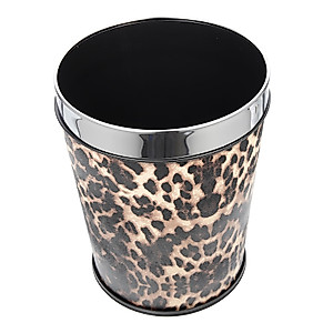 Holibanna Bathroom Trash Can Recycling Bin Round Waste Basket Office Wastebasket Bathroom Garbage Can Trash Cans Office Garbage Can Stainless Steel Leopard Print Container Box
