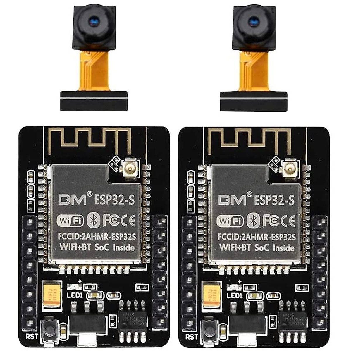 Aideepen 2PCS ESP32 DC 5V Dual-core WL with OV2640 Camera TF Card Module+ESP32-CAM +Antenna +IPEX to RP-SMA