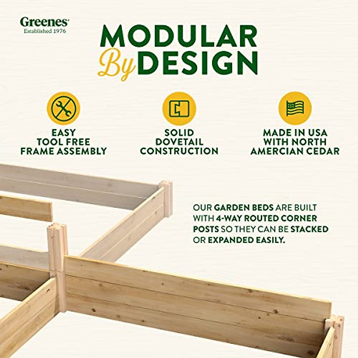 Greenes Fence Premium Cedar Raised Garden Bed, 8' x 8' x 16.5" U-Shaped Bed - Made in USA with North American Cedar