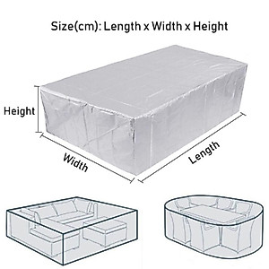 Patio Furniture Covers, 156x156x85cm(LxWxH) Outdoor Table and Chair Cover Wind Dustproof Durable Waterproof Patio Furniture Set Cover, Rectangular 420D Oxford for Deck, Lawn and Backyard