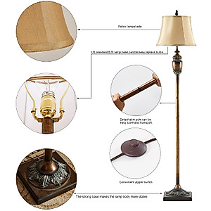 Fullarge Farmhouse Floor Lamps for Living Room, Tall Standing Floor Lamp Heavy Duty Resin,Traditional Pole Lamp for Bedrooms Living Room