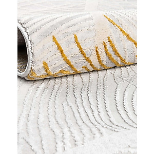 Unique Loom Finsbury Collection Area Rug - Camilla (7' 1" x 10' Rectangle, Yellow Gray/ Ivory)