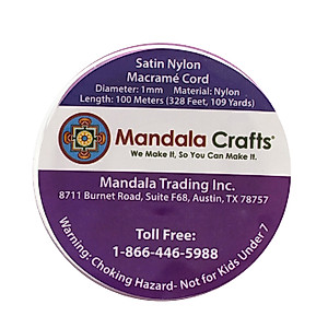 Mandala Crafts Nylon Satin Cord - 1mm Nylon Cord for Jewelry Making Beading - 109 Yds Braided Nylon Satin String Black Nylon String for Bracelets Rattail Trim Chinese Knot