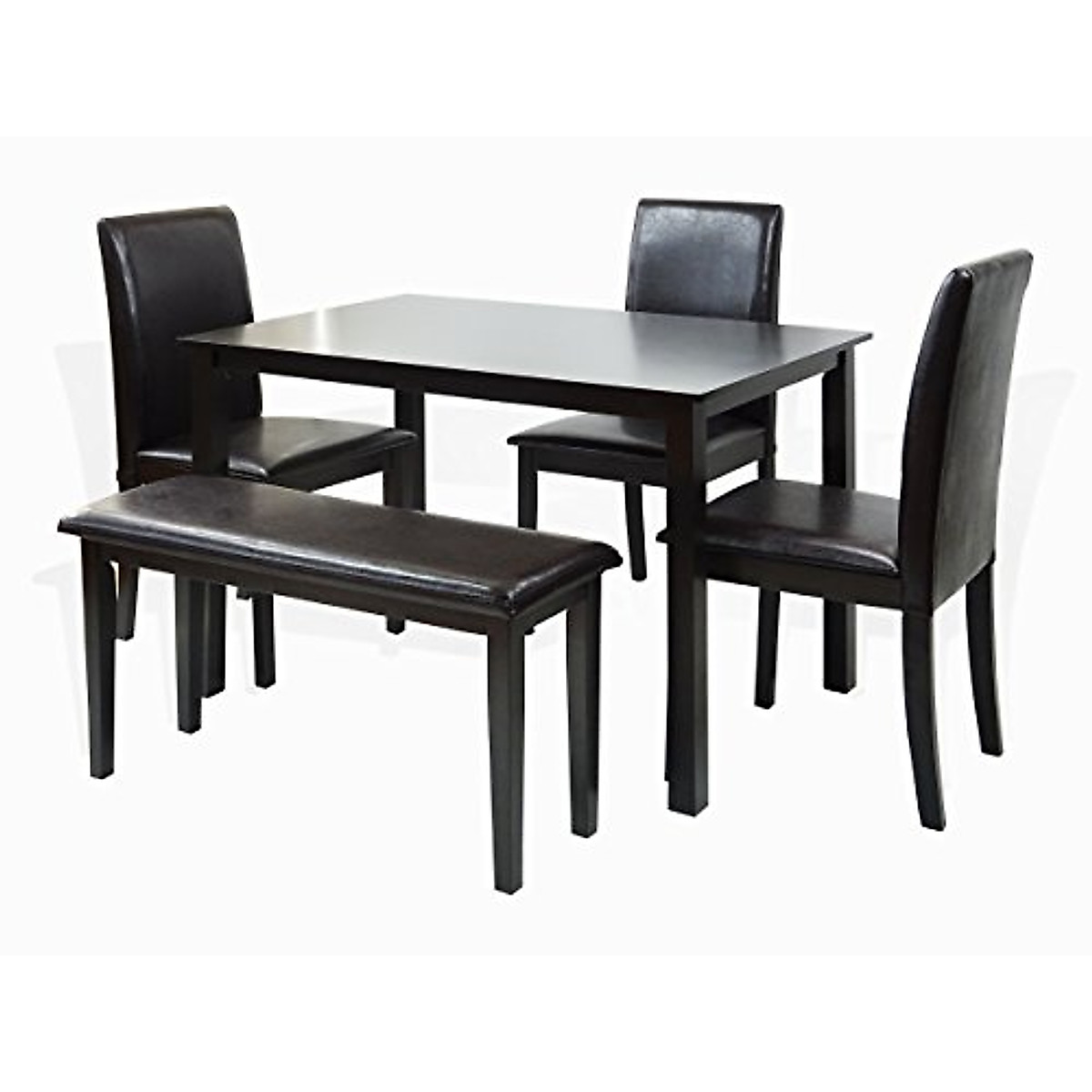 3 Pc Dining Room Dinette Kitchen Set Square Table and 2 Fallabella Chairs Classic Style Solid Wood Espresso Finish Rattan Wicker Furniture