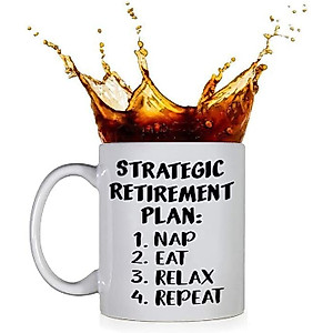 Generic Funny Coffee Mug Retirement Gifts for Women Men, white 11 Oz Funny Mug Strategic Retirement Plan Nap Eat Relax Repeat, Retirement Gifts for Women, Funny Gift for Gag Gift, Elephant, Christmas