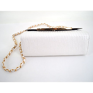 Sun Kea Women's Faux Leather Shoulder Bag Small Gold Chain Quilted Cross Body Handbag Clutch Vintage Evening Bag