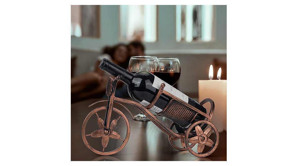 Tabletop Bike-Shaped Wine Rack - Durable Copper Finish | Home Bar Decor