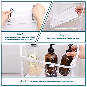 Fixwal 2 Pack 5-Shelf Over The Door Hanging Pantry Organizer, Hanging Storage with Clear Plastic Pockets, Large Capacity Door Organizer for Closet, Bedroom, Nursery, Bathroom and Sundries