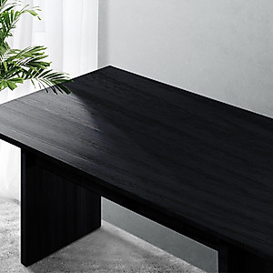 Coengwui Peel and Stick Wallpaper Border Mirror Edging Tape Sticker for Bathroom Kitchen Table Decoration (Wood Grain Black, 32.8ft x 3.9in)