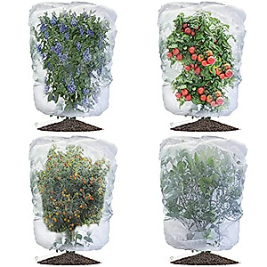 Evoio 4 Pack Garden Plant Fruits Blueberry Bushes Protection Netting Covers Bags with Drawstring, 3.5 Ft x 2.3 Ft Tomato Protective Cover Garden Plant Netting Barrier Bags for Vegetables Fruits Tree
