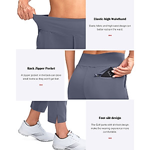 YYV Women's Golf Pants Stretch Work Ankle Pants High Waist Dress Pants with Pockets for Yoga Business Travel Casual(Dusty Blue X-Large)