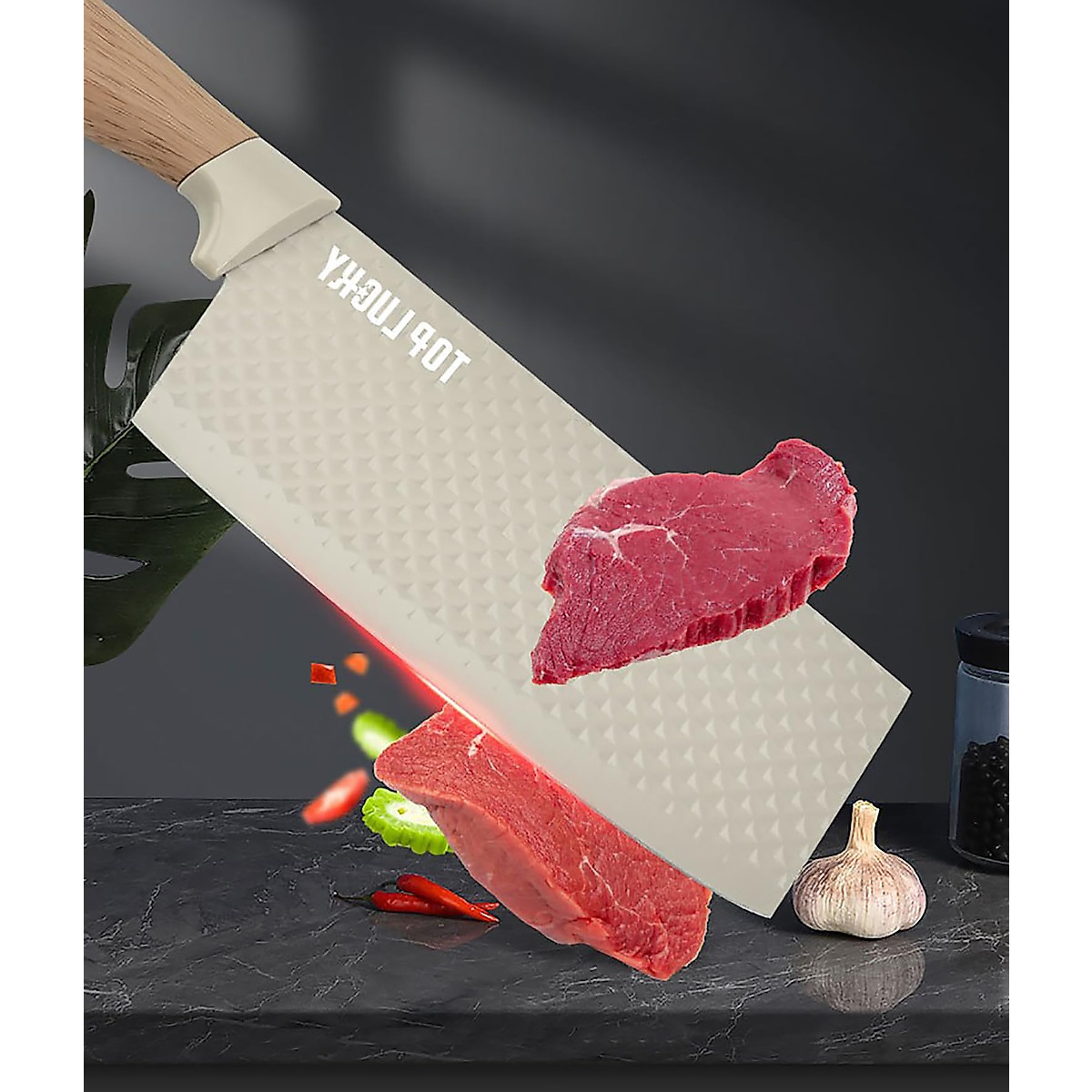 Kitchen Knife Set, 6-Pieces Luxury Wooden Coating Knife Set, Light Wood Grain Handle, Stainless Steel Non-Stick Sharp Blade Chef Knife Set with Cylindrical Knife Block for Gift