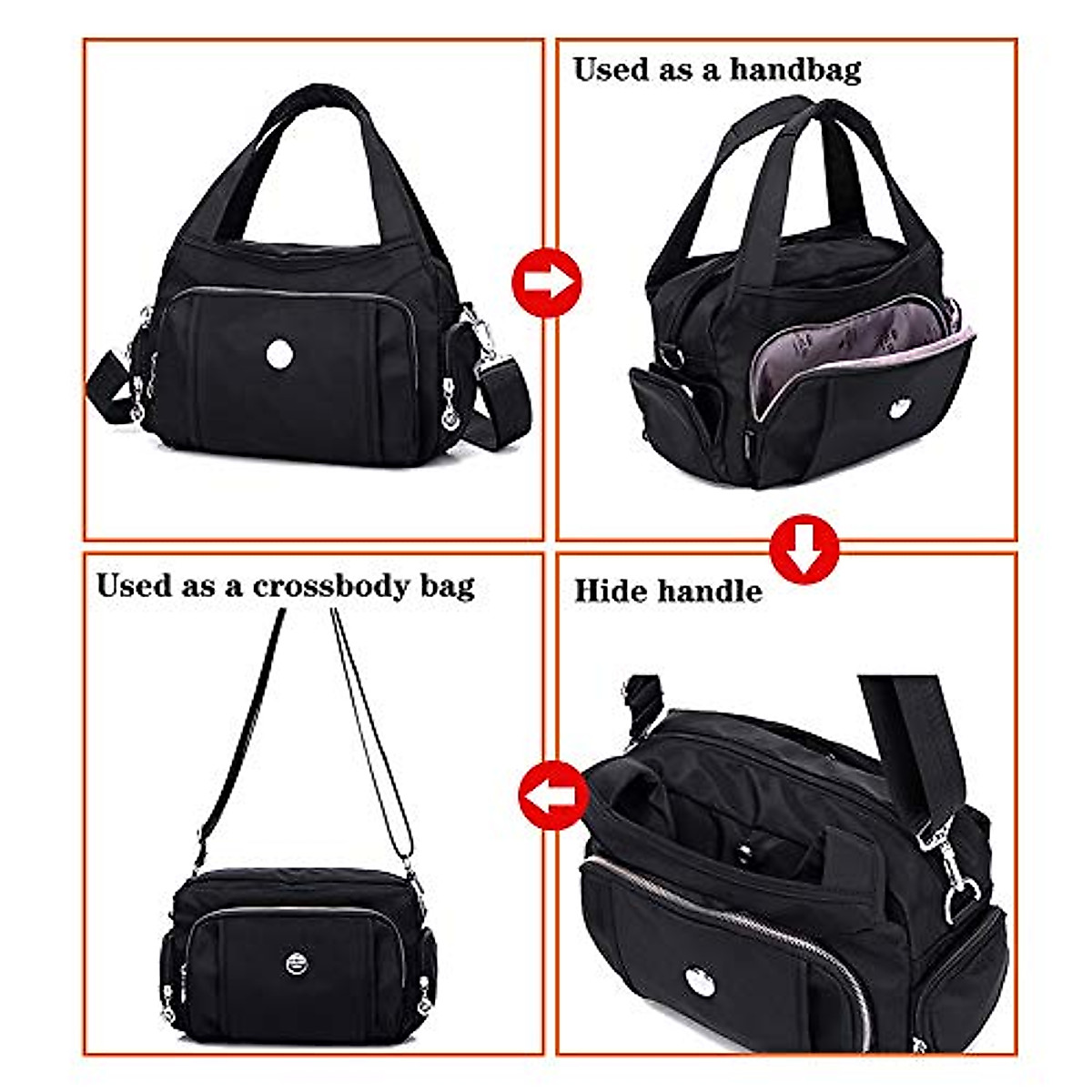 MINTEGRA Crossbody Bag for Women Waterproof Handbag Multi-Pocket Nylon Travel Shoulder Purse