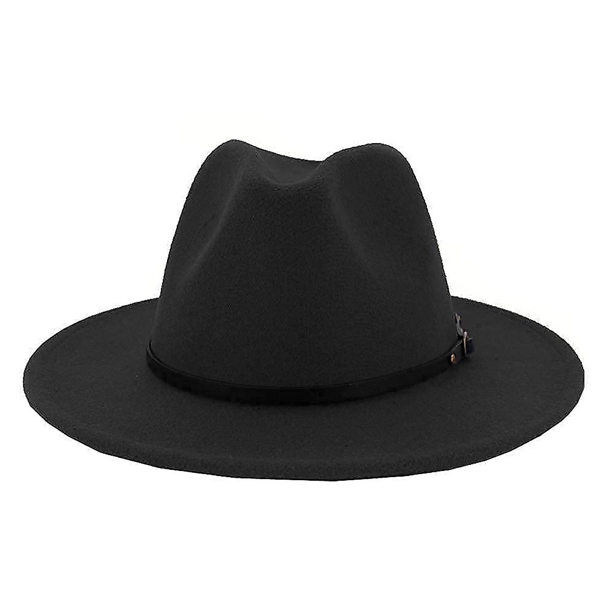 Fedora-Hats for Women-Men Vintage Flat-Wide-Brim Felt-Jazz-Hat Cotton-Blend Panama-Hat Medium/Large Black