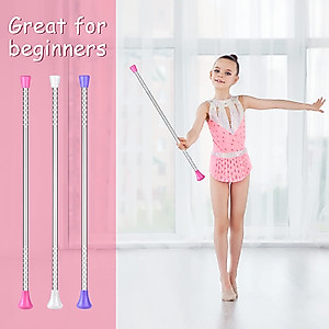 ELECLAND 3Pcs Twirling Batons and 2Pcs Dance Ribbon Wands, 21Inch Kids' Gymnastics Twirling Baton Dance Baton for Artistic Dance, Baton Twirling