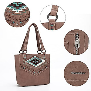 Montana West Aztec Tote Western Handbags for Women Satchel Handbag Vegan Leather Purses Vegan Leather Hobo Shoulder Bag with Wallet MST-G1004WBR