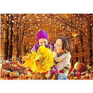 CHAIYA 10x8ft Autumn Maple Forest Photography Backdrop Autumn Harvest Backdrop Thanksgiving Background Pumpkin Decoration Party Backdrops Thanksgiving Backdrops Fall Photo Backdrops CY-238