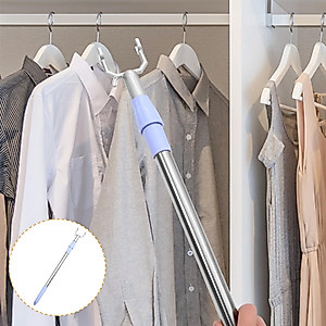 HOLIDYOYO Extend Reaching Stick, 55-80cm Retractable Clothesline Prop Closet Pole Stick, Outdoor Telescoping Utility Pole Hook, Clothes Drying Pole Telescoping Closet Rod