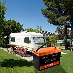 CHINS 4 Pack 12V 100AH LiFePO4 Battery 48V 100AH Lithium Battery, Includes 48V 10A Lithium Battery Charger, Perfect for Golf Cart, Trolling Motor, Marine, Includes Low-Temperature Cut-Off Function