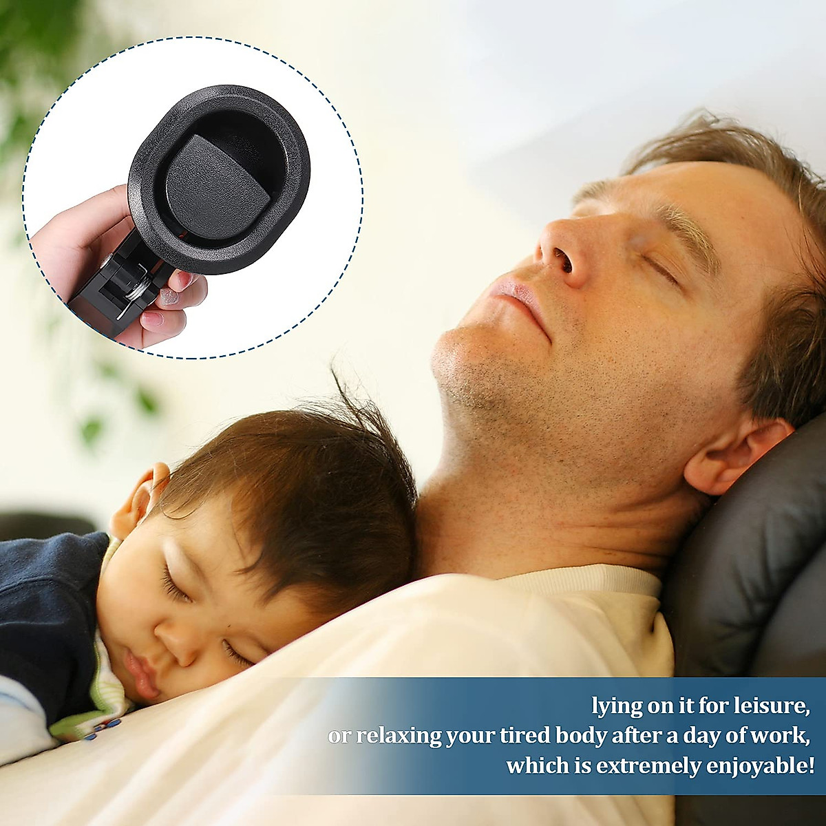 Hotop Recliner Handle Replacement 4 Pieces Chair Release Lever Black Oval Pull Parts Plastic Sofa with Cable Hook, 3.5 x 3 Inches