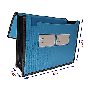 Expanding File Folder Document Organizer with Elastic Cord & Button Closure, Letter Size, 3.5" Expansion, Letter A4 Expandable File Folder for Home School Office Organization, 3 Pack