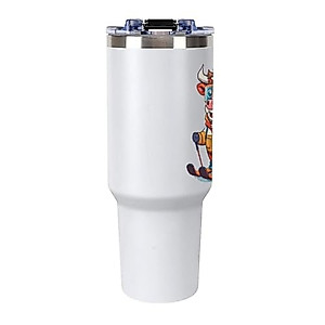 Ski Rider Cow Insulated Tumbler with Lid And Straw Stainless Steel Travel Coffee Mug 40oz Deep Blue-style