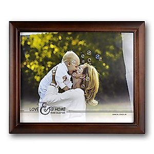Spiretro 8 x 10 inch Classic Curve Wide Molding, Natural Solid Wood Picture Frame with Plexiglass, Vertical and Horizontal for Tabletop or Wall Mounting Display Photo Frame, Plain Honey Brown