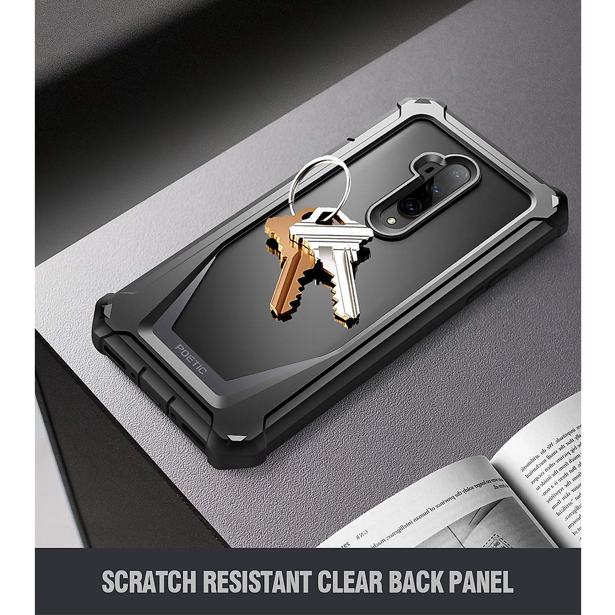 Poetic OnePlus 7 Pro Rugged Clear Case, Full-Body Hybrid Shockproof Bumper Cover, Built-in-Screen Protector, Guardian Series, Case for OnePlus 7 Pro (2019 Release), Black/Clear