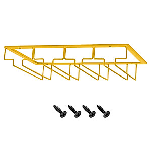 MOCOUM Wine Glasses Rack Under Cabinet Stemware Rack, Wine Glass Hanger Rack Wire Wine Glass Holder Storage Hanger for Cabinet Kitchen Bar (Glod, 4 Rows 1 Pack)