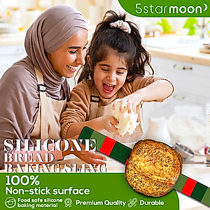 Silicone Bread Sling Dutch Oven Liner - Extra Thick Non-Stick Reusable Silicone Sourdough Bread Baking Mat with Long Handles, Sourdough Bread Baking Supplies for Easy Dough Transfer (Salmon Pink)