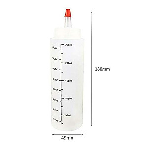 QAQE 1pcs 250ml/8.80Z Squeeze Condiment Bottles, Squeeze Bottles for Sauces, Small Squeezy Measuring Bottle with Nozzle,Plastic Dispensing Bottles for Ketchup Mustard BBQ Chilli Sauce Olive Oil