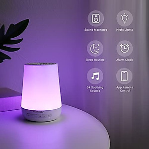 Baby Sound Machine, Momcozy White Noise Machine for Baby Sleeping with Night Light, Toddler Sleep Trainer with 34 Soothing Sounds, Timer, App Remote Control, Personal Sleep Routine (Blue)