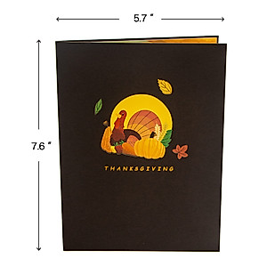 Ribbli Turkey Thanksgiving Card, 3D Pop Up Greeting Card, Fall Thank You Card, Happy Holiday for Kids Employees Children Grandson Granddaughter Husband Wife Him Her, with Envelope