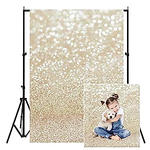 WOLADA 5x7FT Bokeh Backdrop Glitter Backdrop Gold Photo Backdrop Gold Glitter Backdrop Bokeh Backdrops for Photography Newborn Baby Portrait Birthday Party Backdrop Studio Props 11791
