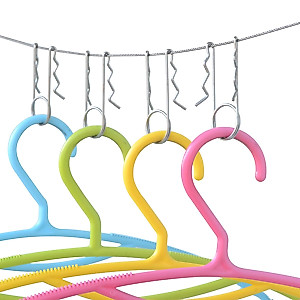 WaWacomp 20Pcs Clothesline Windproof Clips/Clothespins/Stainless Steel Fixed Snaps/Metal Clothespins, Clothesline Accessories for Drying Clothes to Prevent Them from Gathering.(Small+Large)