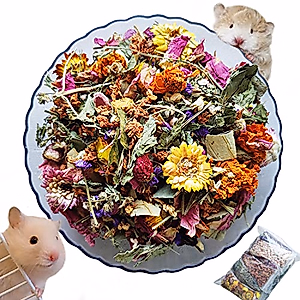 BUSOIYOU Natural Floral and Herbal Hamster Cage Decoration Supplies - Habitat Decoration for Hamsters, Gerbils, Degus or Other Small Pets (Flowers and Plants)
