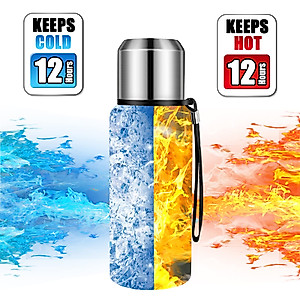 Insulated vacuum Thermo Bottle 500ml/16.9oz with cup Stainless steel coffee bottles for hot and cold drink water flask.(Green,500ml)