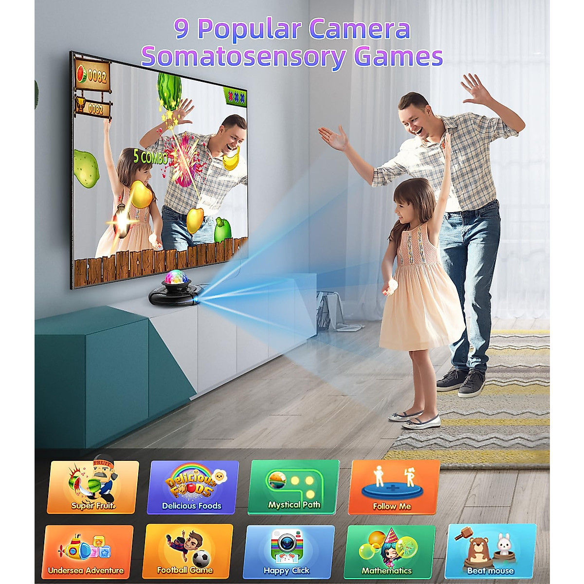 FWFX Dance Mat for Kids and Adults, Exercise & Fitness Dance Pad Game for TV, Double User Wireless Dancing Mat, Musical Electronic Dance Mats with HD Camera, for Girls & Boys Ages 6+