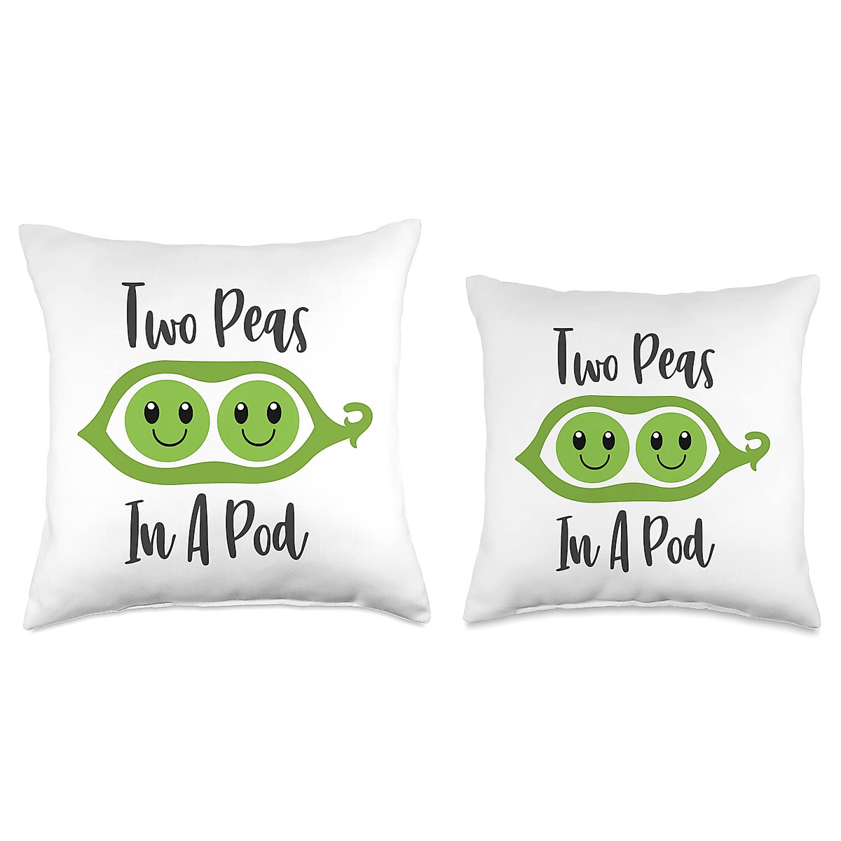 Two Peas In A Pod Funny Brother Sister Twins Matching Throw Pillow, 16x16, Multicolor