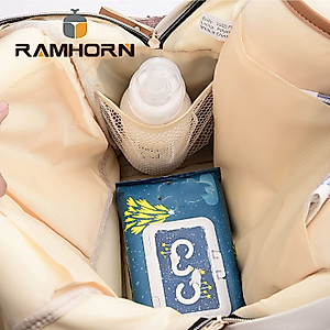 Ramhorn Diaper Bag Multifunction Travel Backpacks for Mom with Insulated Pockets and Laptop Compartment, brown